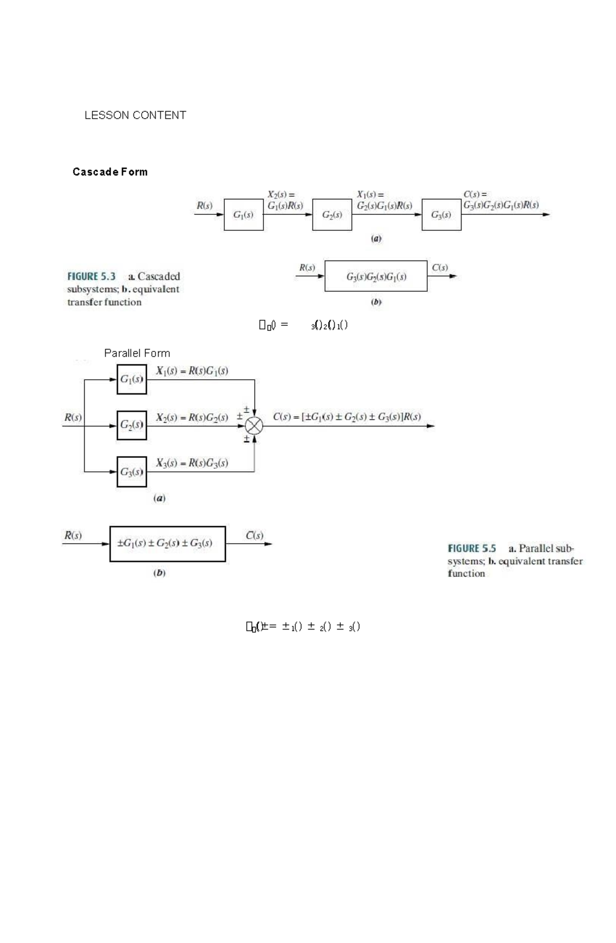 IM 5 Feedback and Control System - LESSON CONTENT Cascade Form 𝐀 𝐀 ...