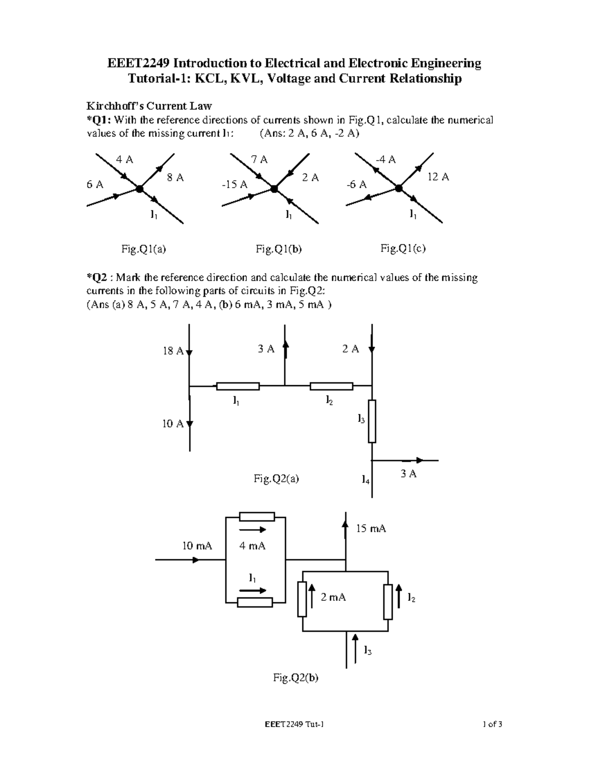 EEET2249 Tutorial 1 - EEET2249 Tut-1 1 of 3 EEET2249 Introduction to ...