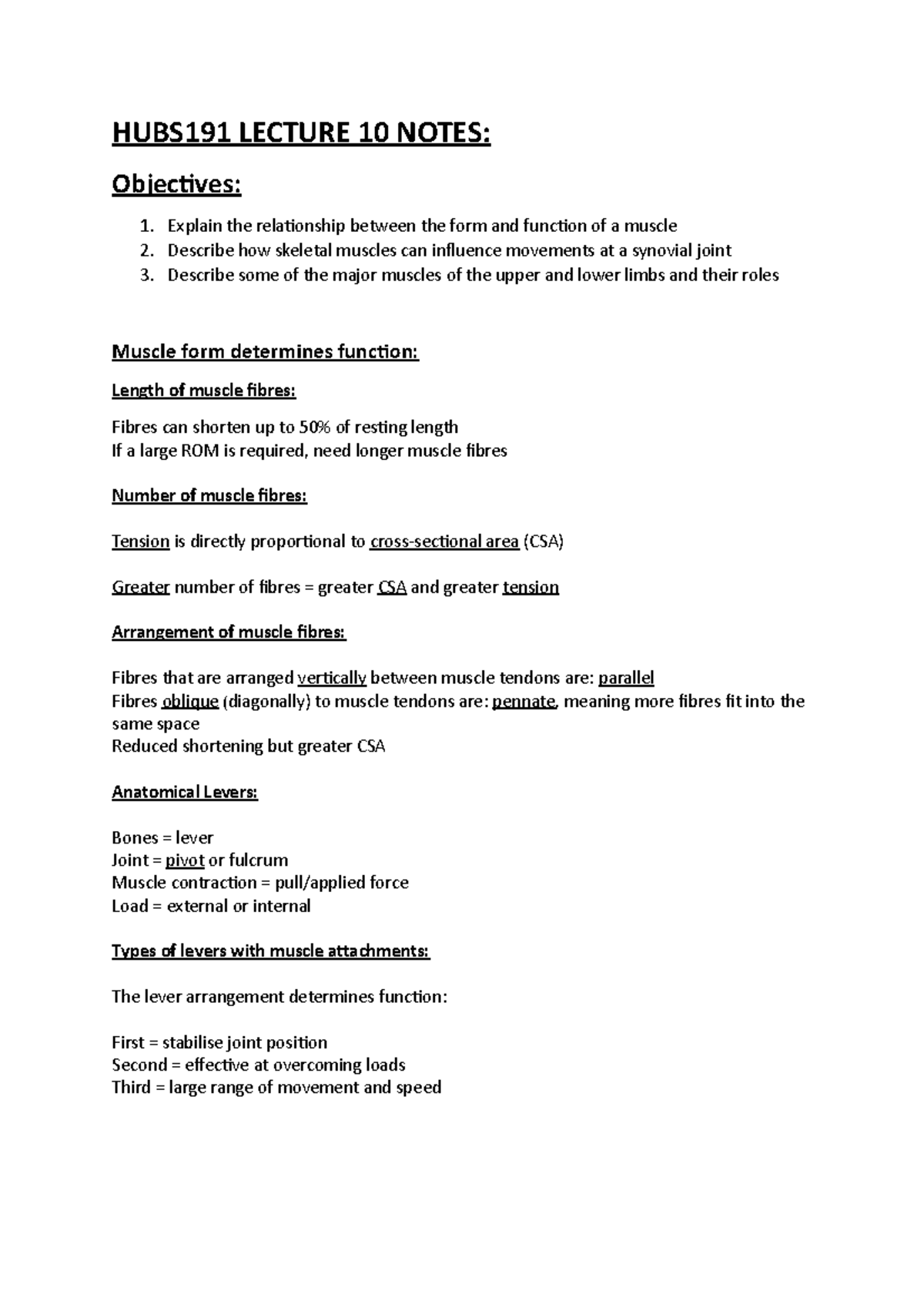 HUBS191 Lecture 10 Notes - HUBS191 LECTURE 10 NOTES: Objectives ...