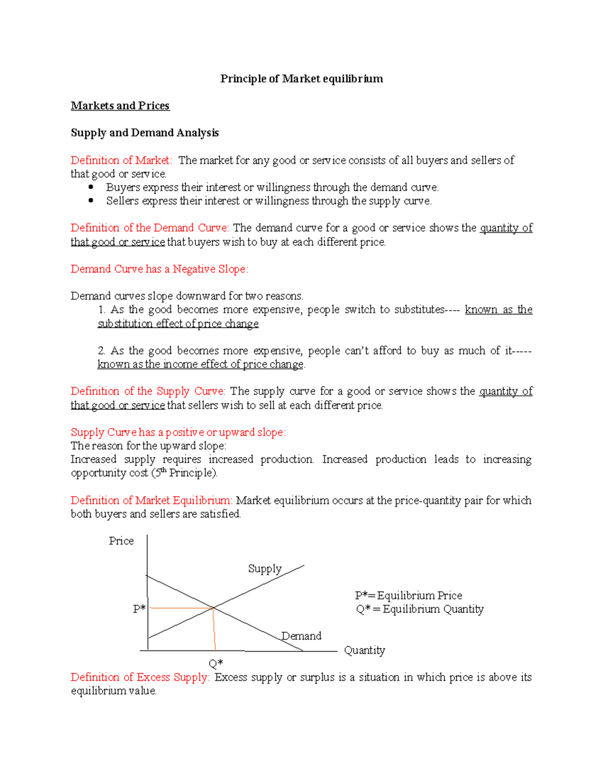 Basic Principles for econ - Principle of Market equilibrium Markets and ...