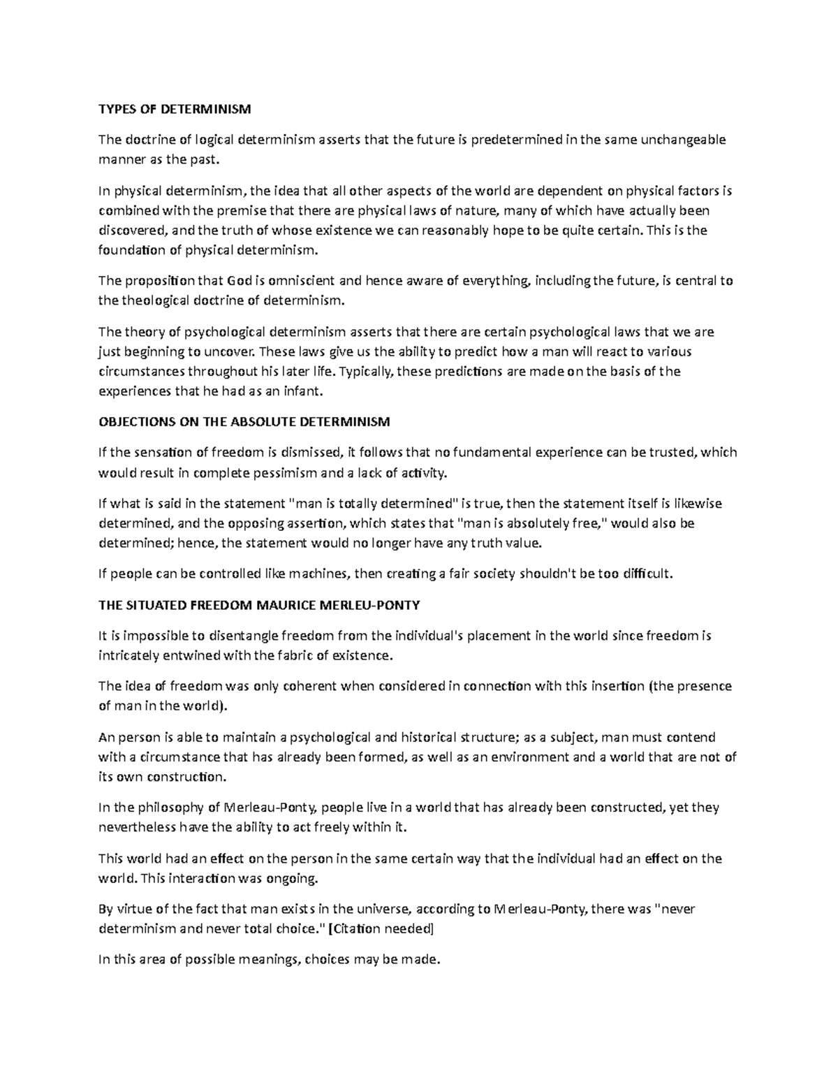 Types OF Determinism - TYPES OF DETERMINISM The doctrine of logical ...