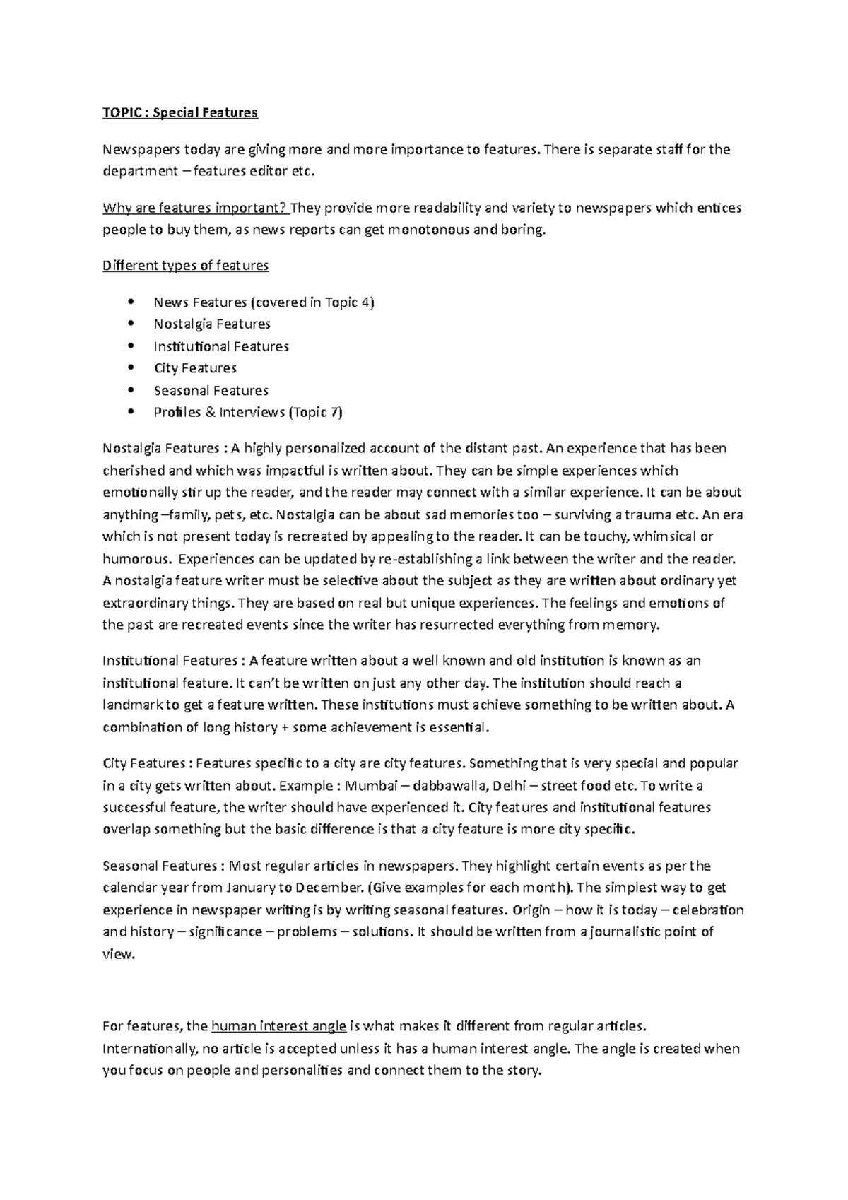 5. Special Features - Lecture notes made from exam point of view ...