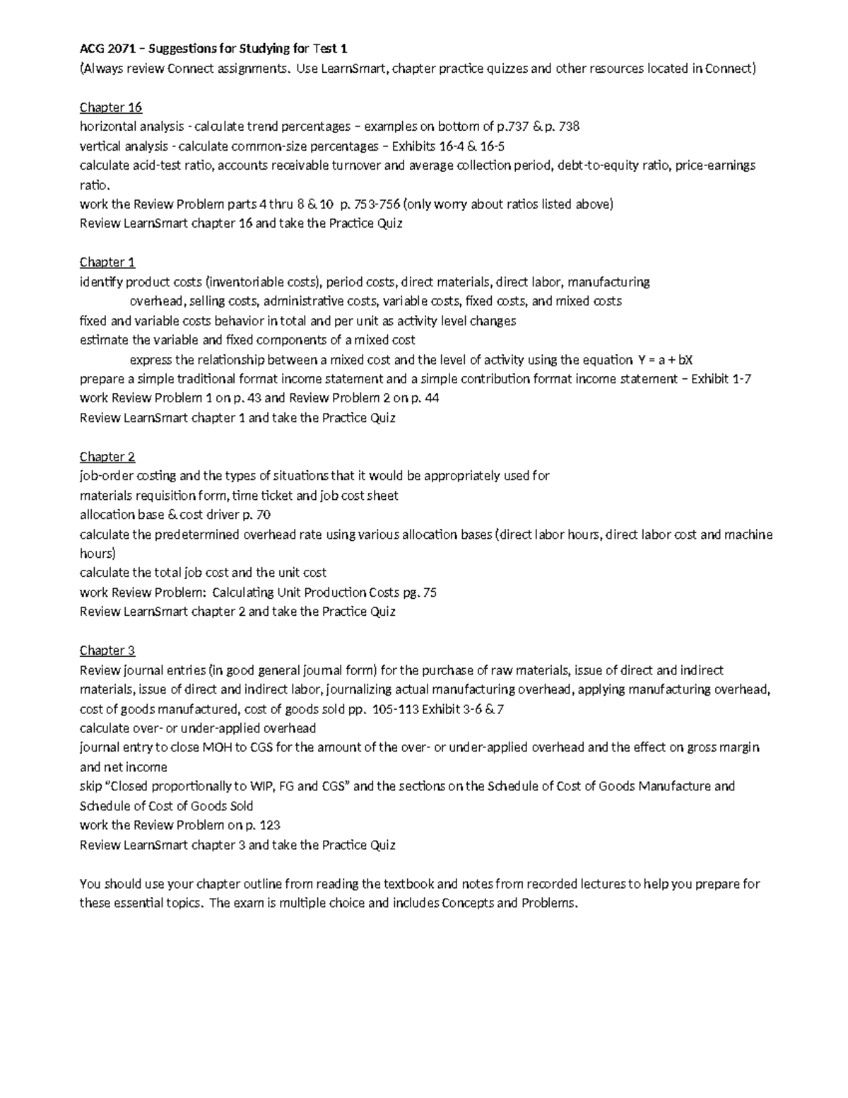 ACG2071 Exam 1 Study Topics 17th edition - ACG 2071 – Suggestions for ...