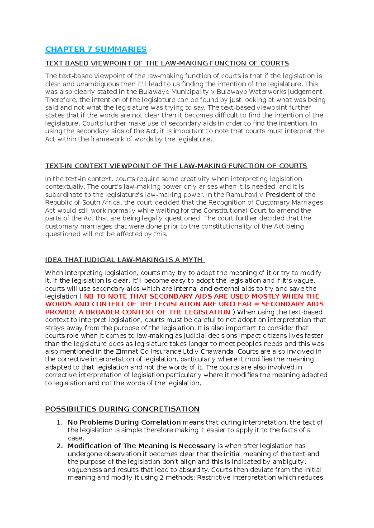 Legal Interpretation Unit 7 - CHAPTER 7 SUMMARIES TEXT BASED VIEWPOINT ...