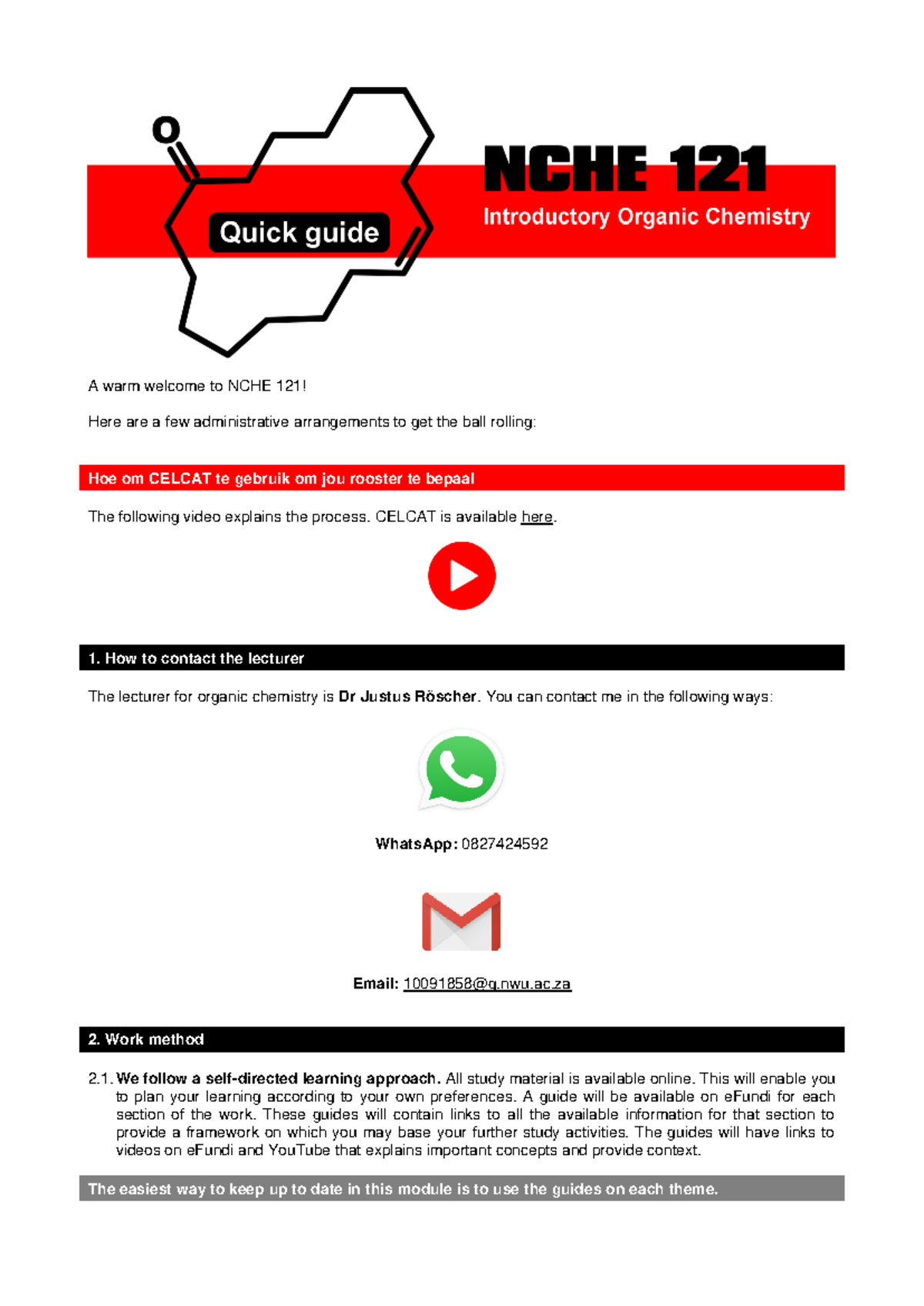 NCHE 121 information 2024 - A warm welcome to NCHE 121! Here are a few ...