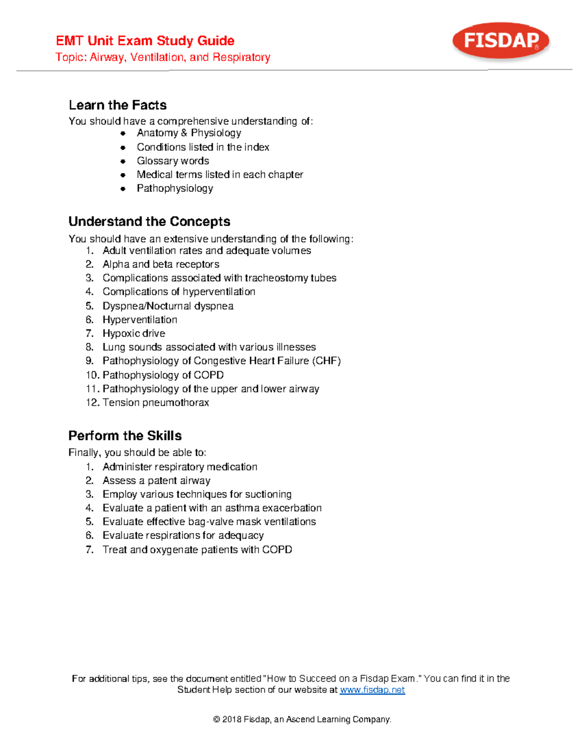 Fisdap Study Guides - Topic: Airway, Ventilation, and Respiratory Learn ...