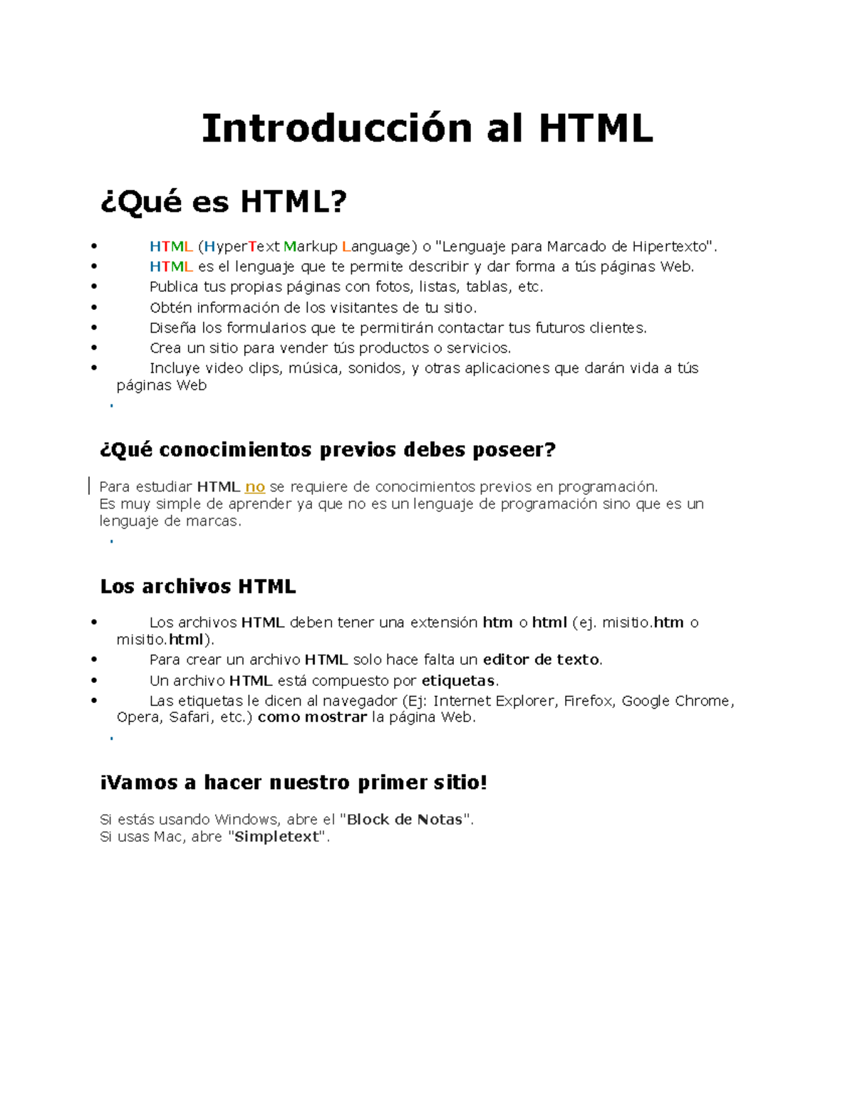 HTML Basico - Nos explica que es lenguaje programacion html y como esta ...