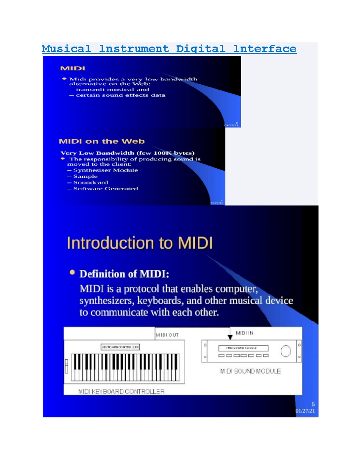 Musical lnstrument Digital lnterface - Statistical Programming Using ...
