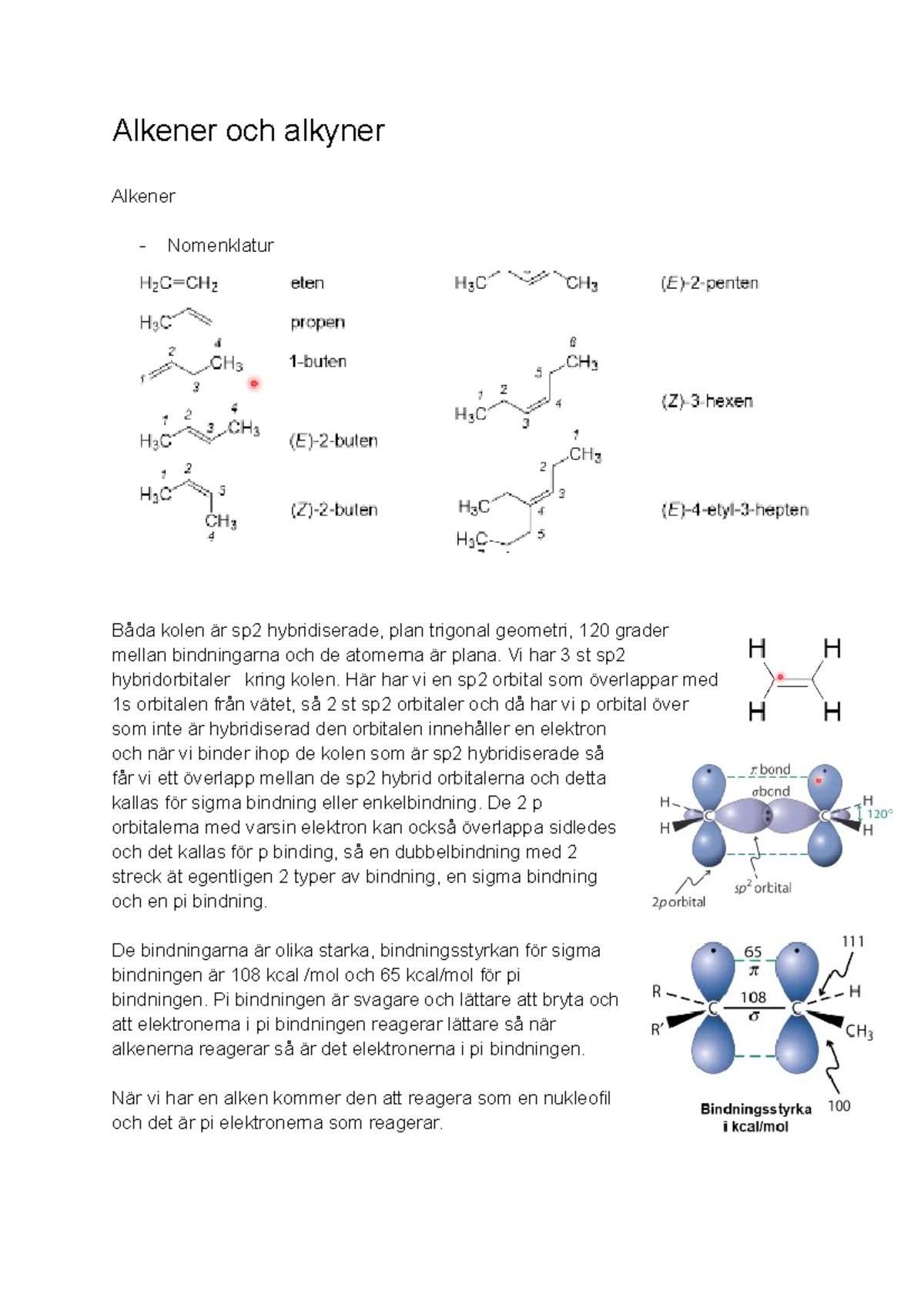Alkaner och alkyner - Anteckningar av föreläsningar i organisk kemi ...