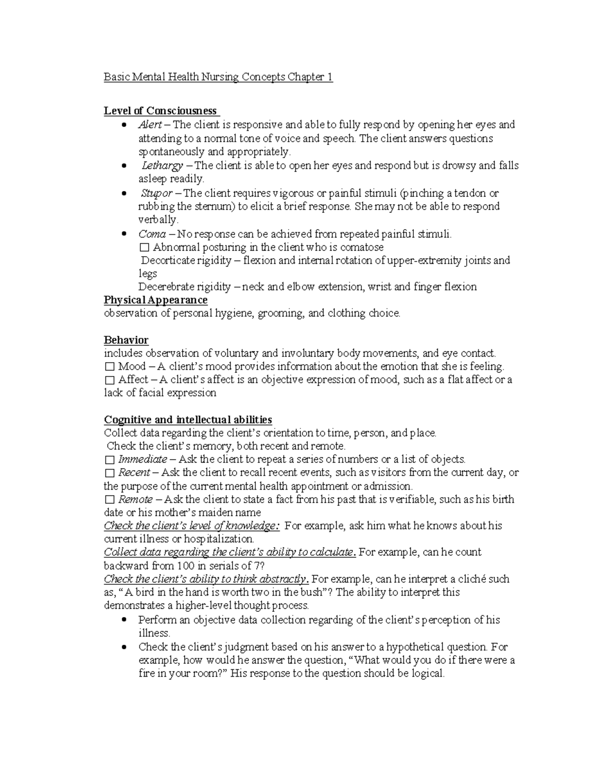 Mental Health basic review - Basic Mental Health Nursing Concepts ...