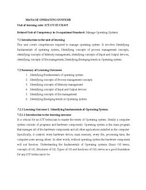 ICT System Support Notes - UNIT TITLE: ICT SYSTEM SUPPORT UNIT CODE ...