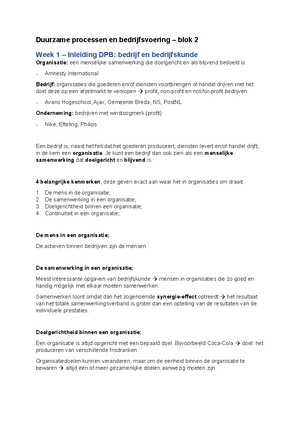 Samenvatting dpb blok 3 - DPB 2 10. Type bedrijfsprocessen: Primaire ...