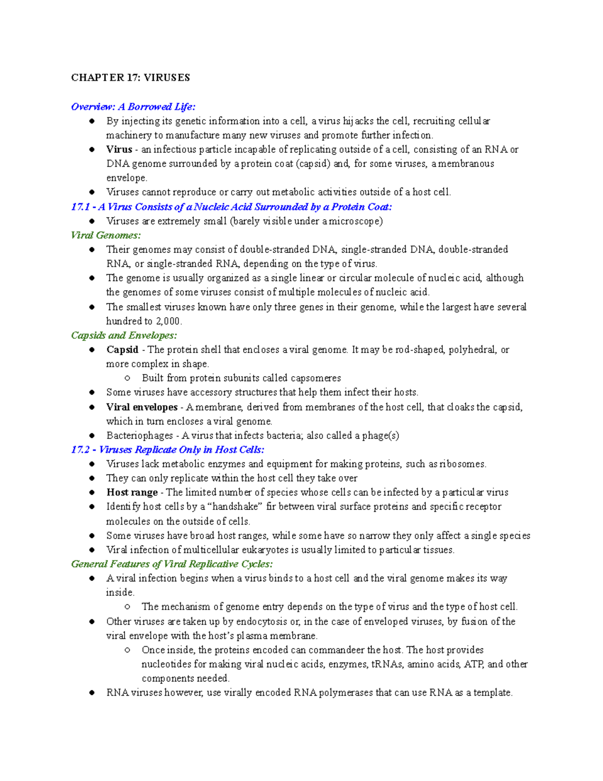 Chapter 17 Viruses - AP Biology notes that covered that specific topic ...