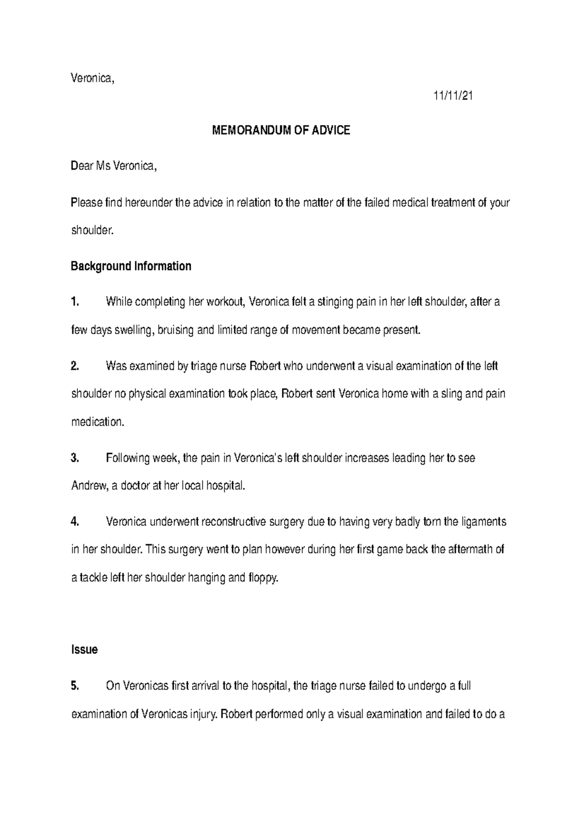 Memo of Advice template - BLB1115 - VU - Studocu