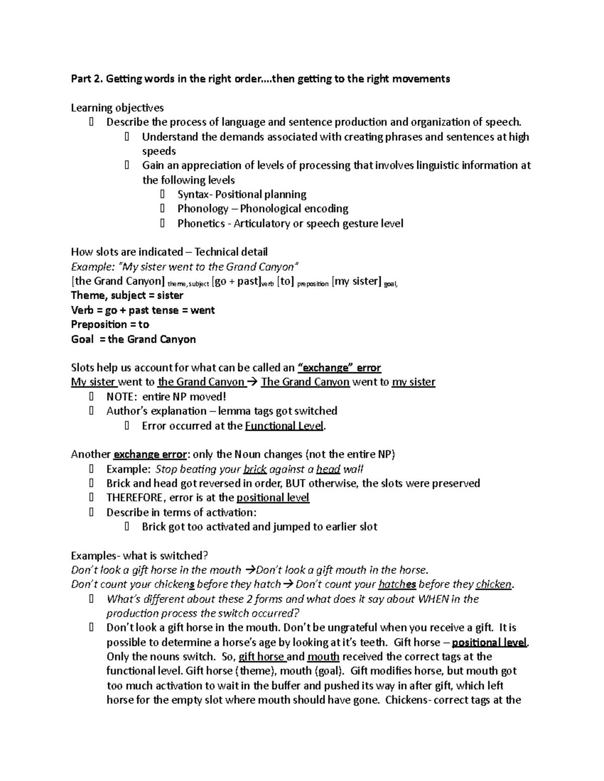 Speech Processing P2 - Part 2. Getting words in the right order ...