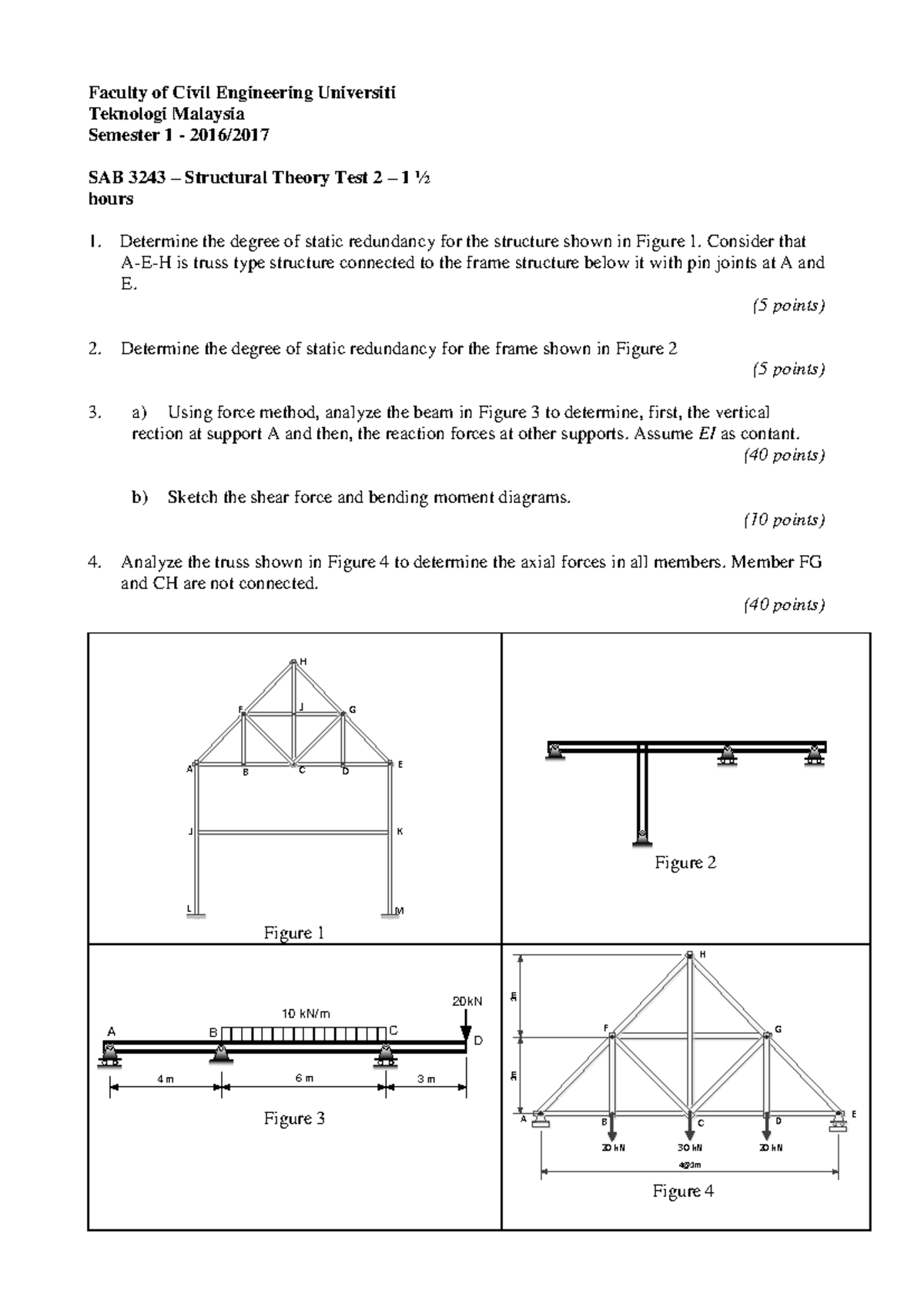 Theory OF Structure TEST 2 WITH Answer 2016 2017 - Faculty of Civil ...