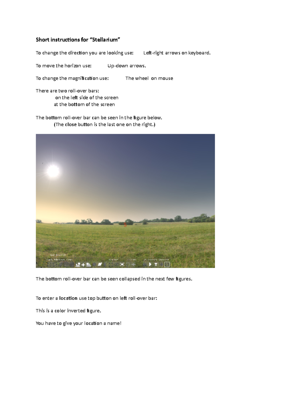 Short instructions for Stellarium - Short instructions for “Stellarium ...