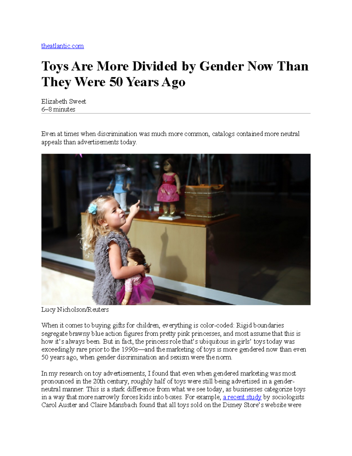 Toys Are More Divided by Gender - theatlantic Toys Are More Divided by ...