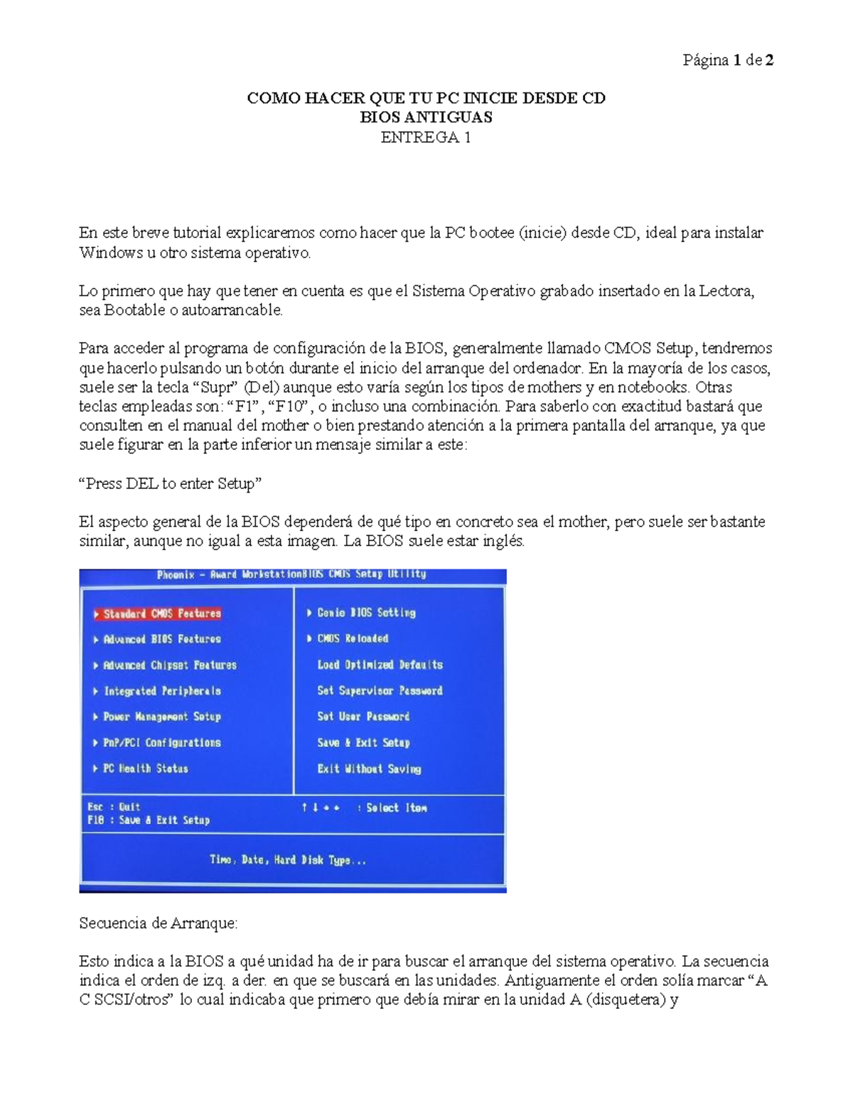 Boteo de tu PC inicie desde CD - ACA - Página 1 de 2 COMO HACER QUE TU PC INICIE DESDE CD BIOS ...