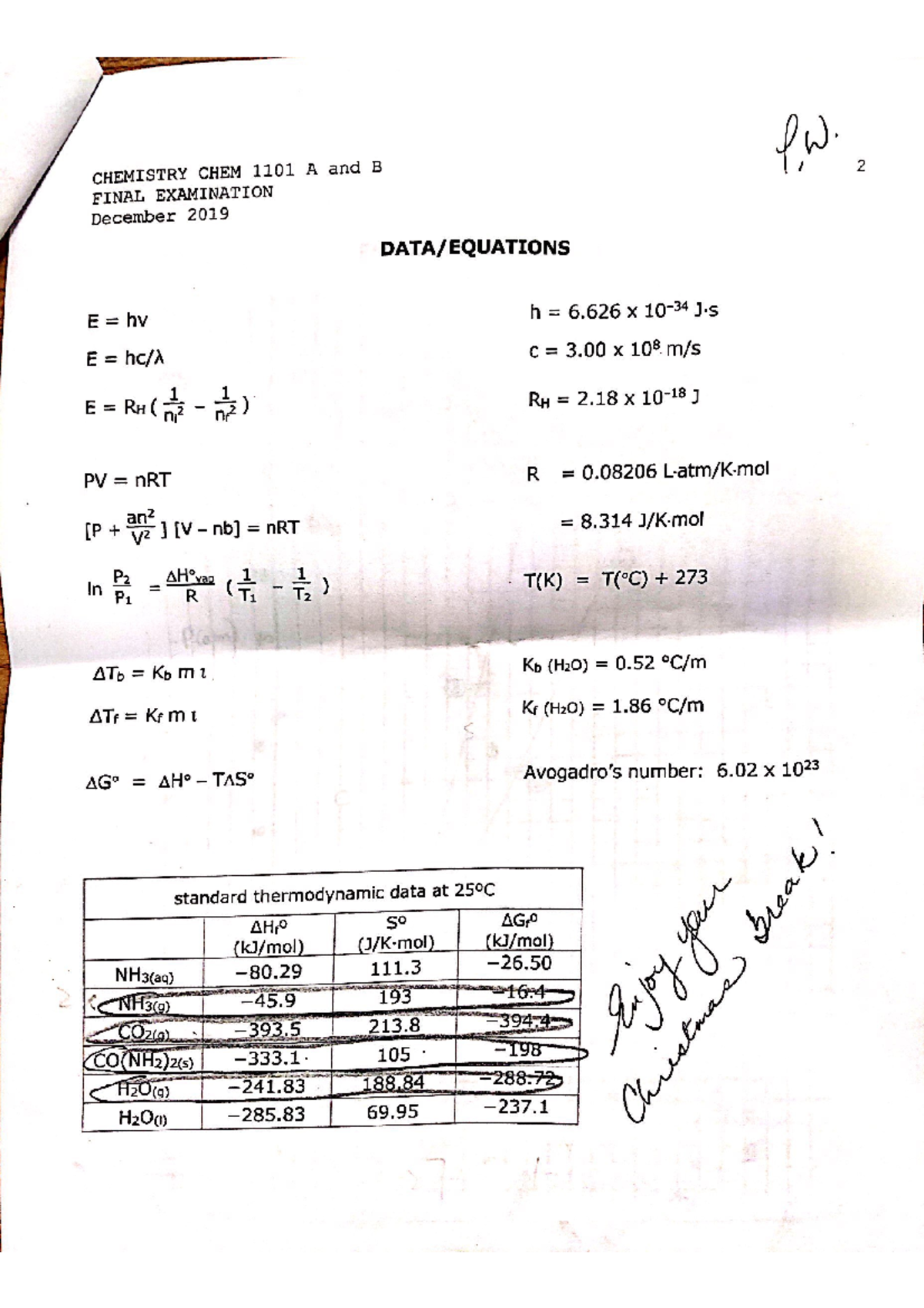 Final 2019 Fall - Chem 1101 - Studocu