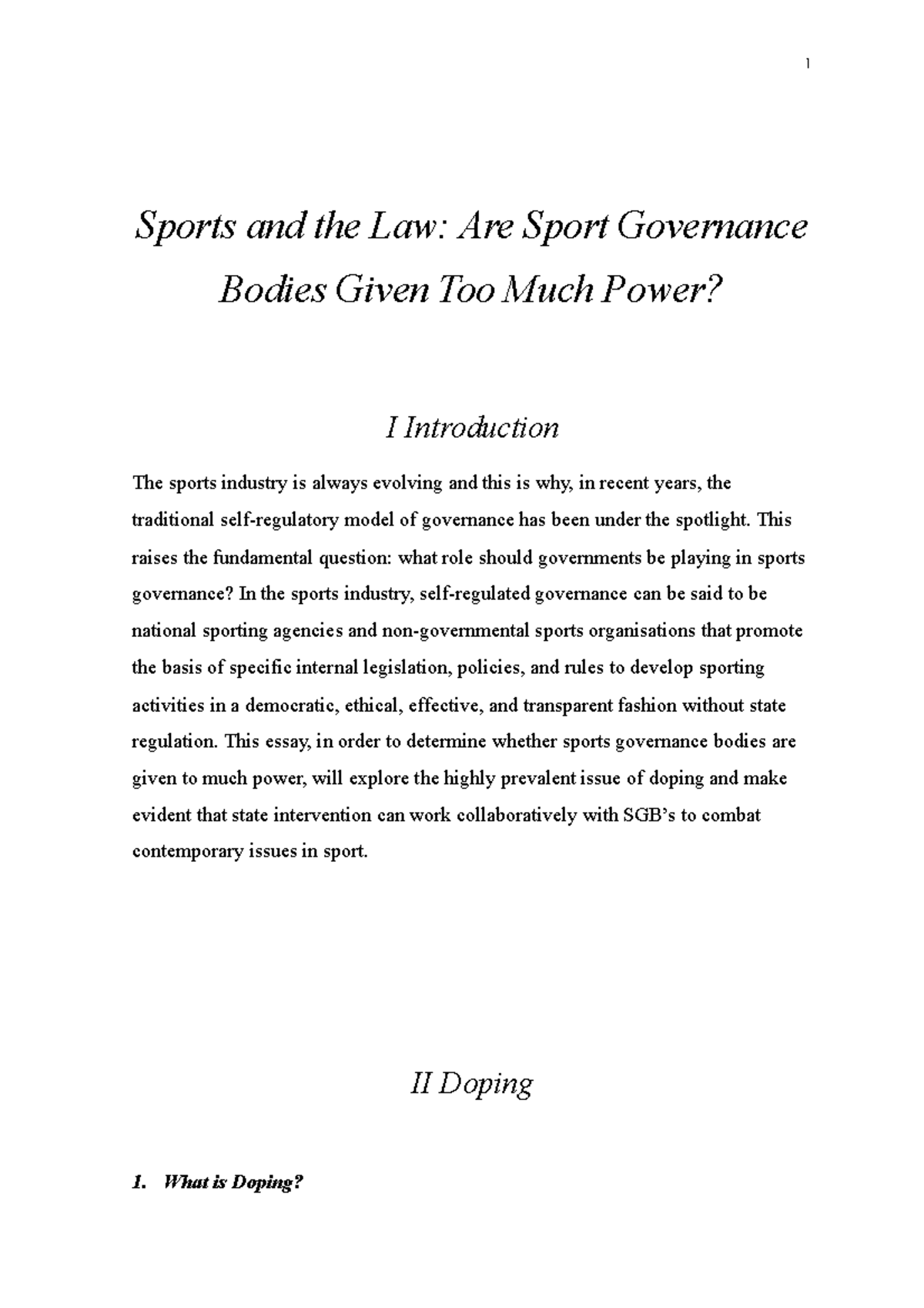 Sports Law - Sports and the Law: Are Sport Governance Bodies Given Too ...