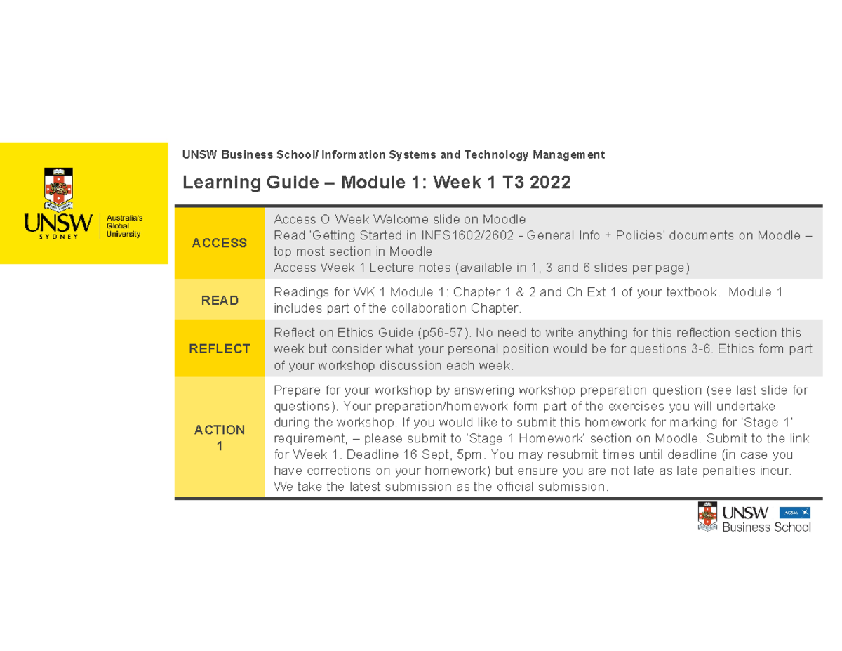 Week 1 Learning Guide T3 2022 - UNSW Business School/ Information ...