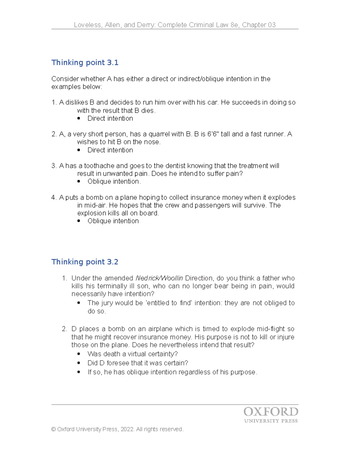 TP Chapter 3 - Crim - Thinking point 3. Consider whether A has either a ...