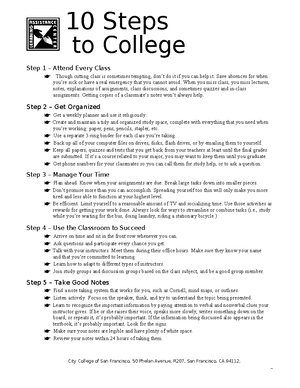 8 steps to college 1 - 8 MIND ####### GRADES EXAM S DONE! OR.. IN ...