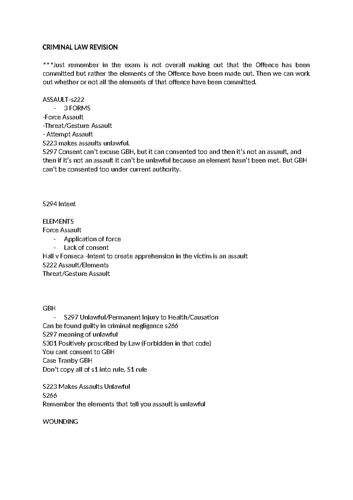 Criminal LAW Revision - CRIMINAL LAW REVISION ***Just remember in the ...