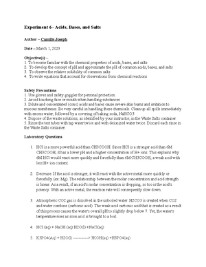 Carbonate analysis - Experiment 13 187 Experiment 13 Report Sheet A ...