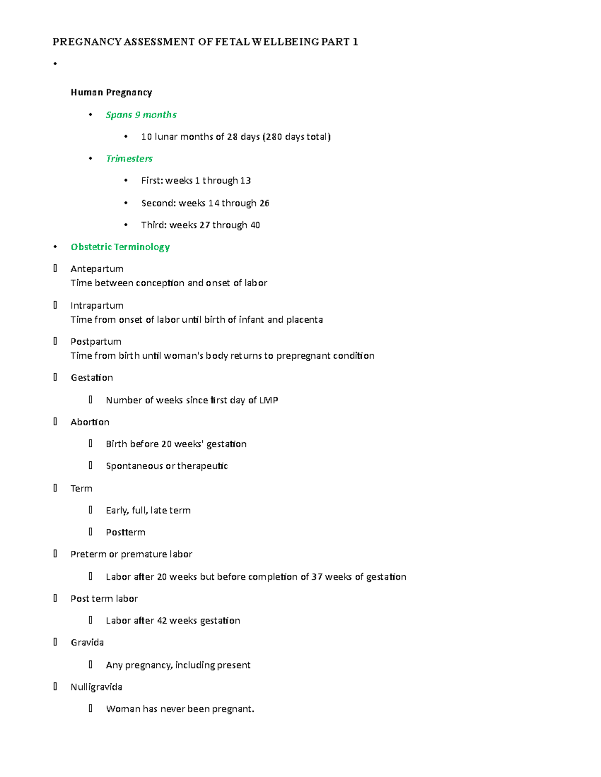 Pregnancy assessment of fetal wellbeing - PREGNANCY ASSESSMENT OF FETAL ...