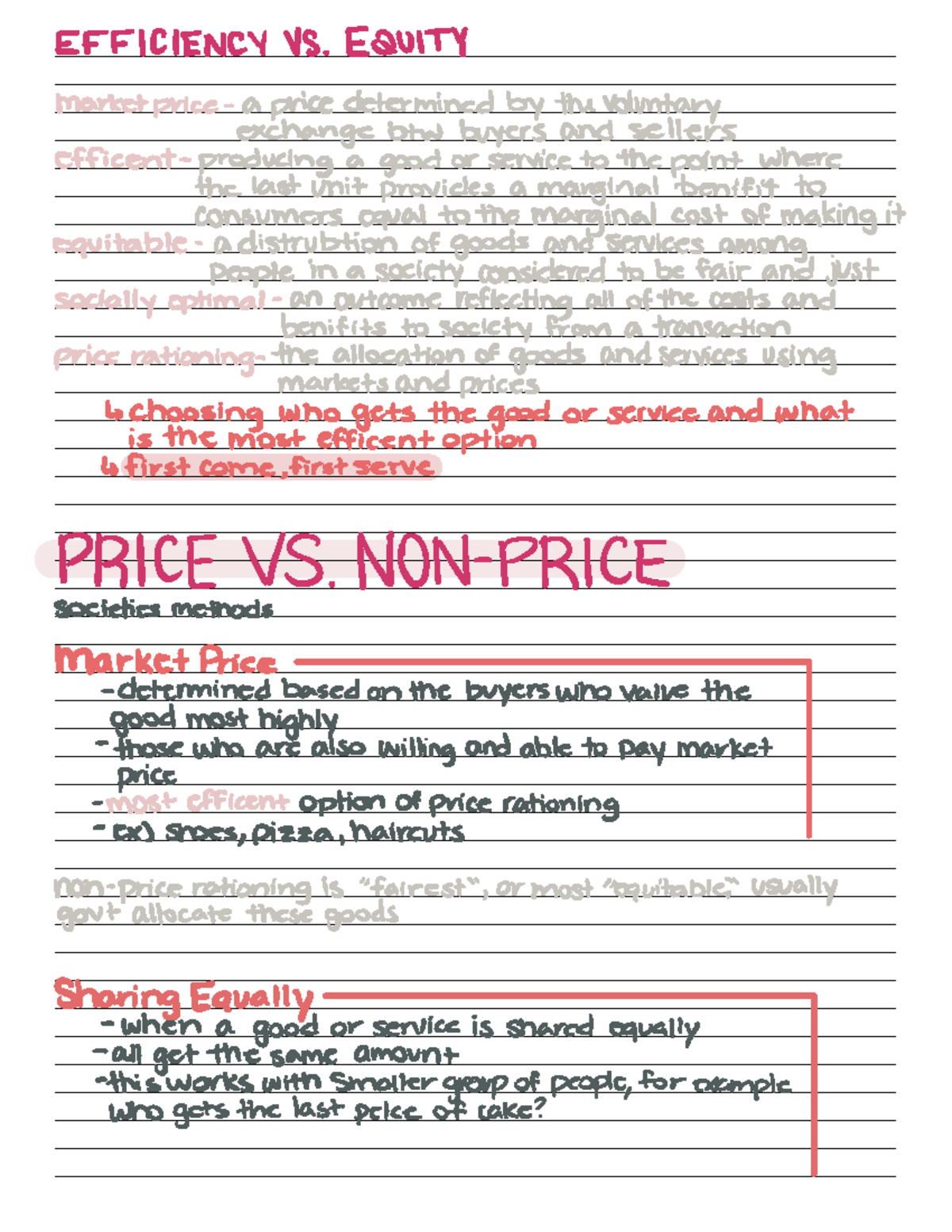 Module 5 TopHat Reading - EFFICIENCY VS EQUITY market price a price ...
