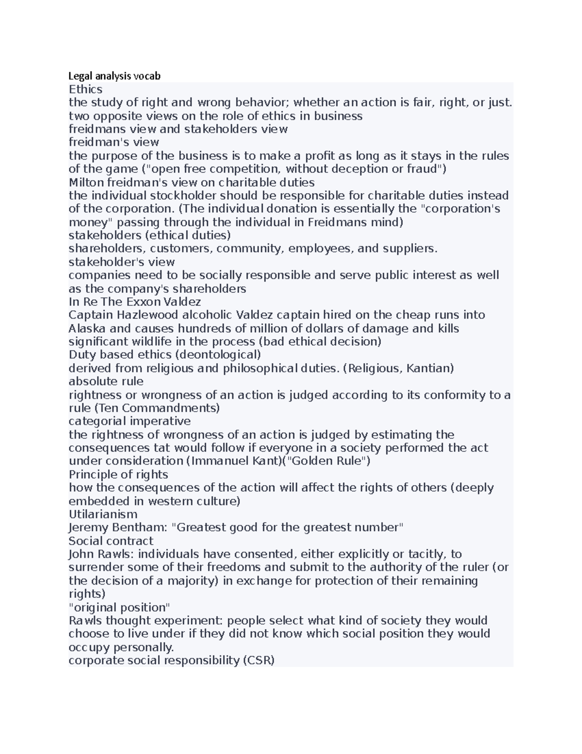 Legal analysis vocab 1 - Professor Sherman - Legal analysis vocab ...