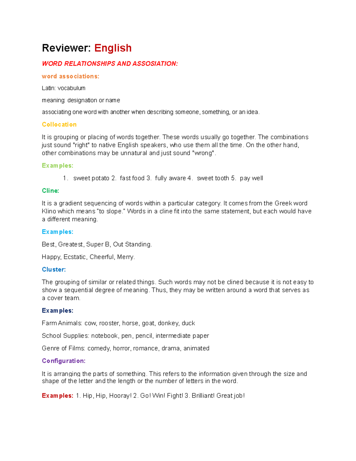 English Reviewer Final Updated - Reviewer: English WORD RELATIONSHIPS ...