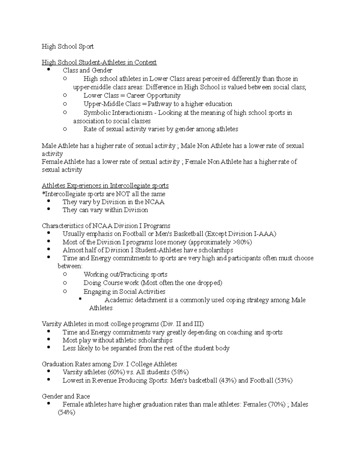 High School Sport - Lecture notes 7 - High School Sport High School ...