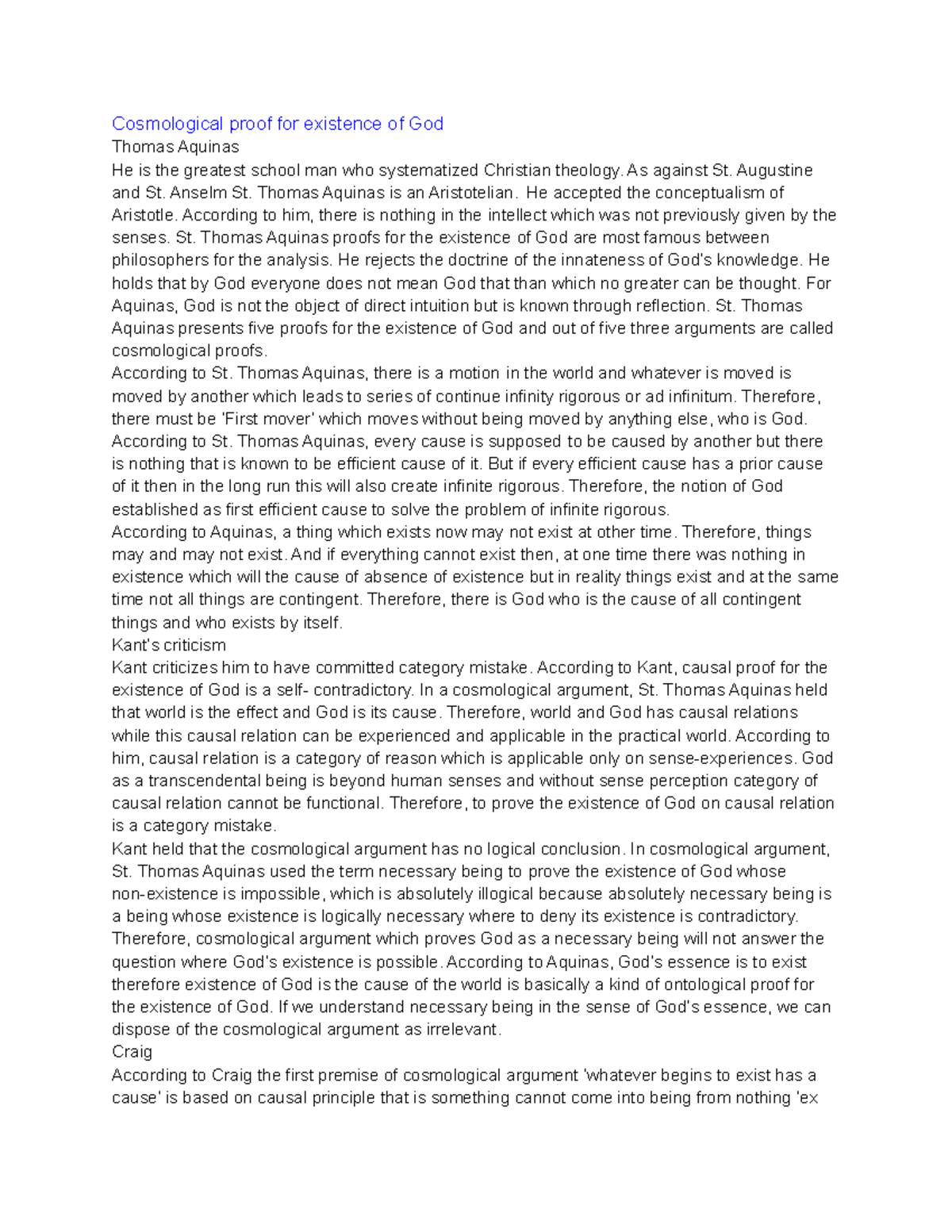 Cosmological argument on the existence of god - Cosmological proof for ...