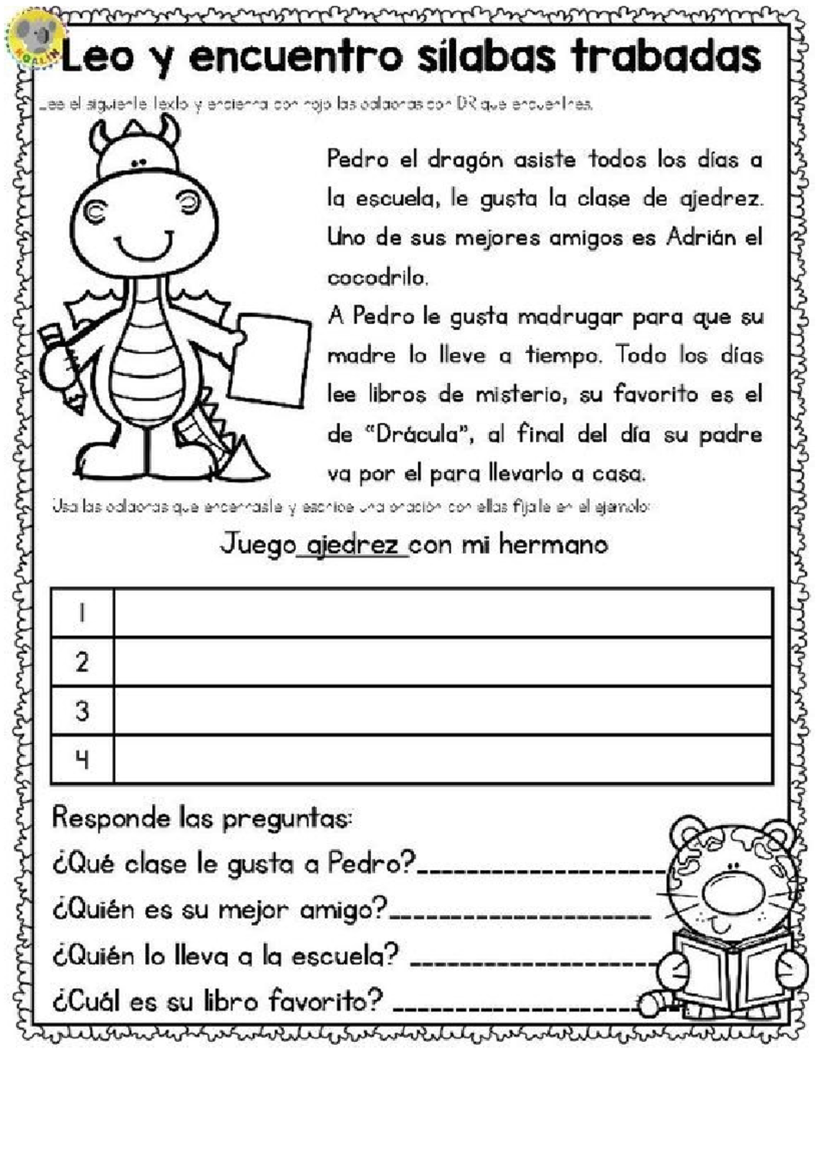 Lecturas CON PR Y DR - PRACTICAS DE PALABRAS - Leo y encuentro silabas ...