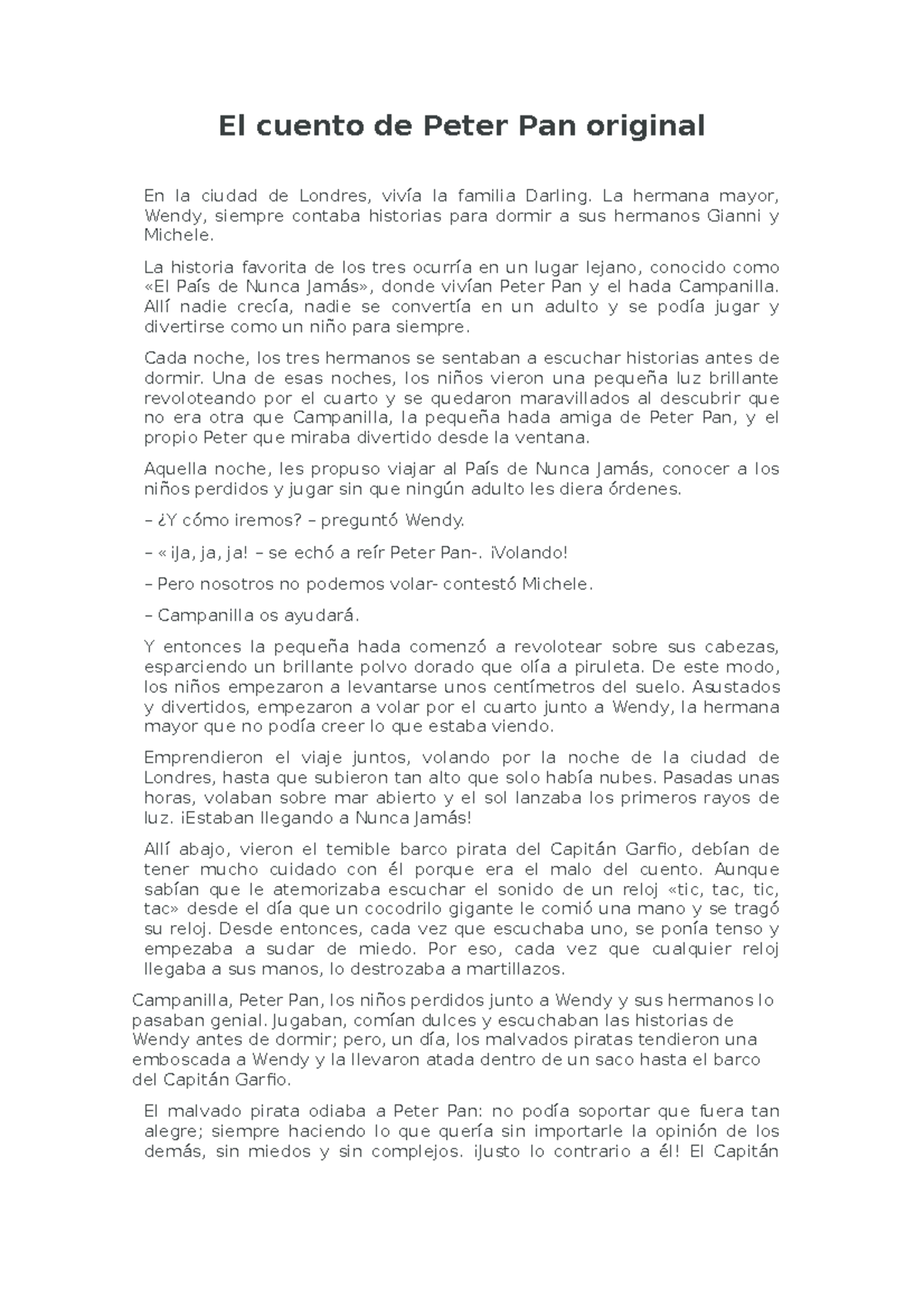 El cuento de Peter Pan original - La hermana mayor, Wendy, siempre ...