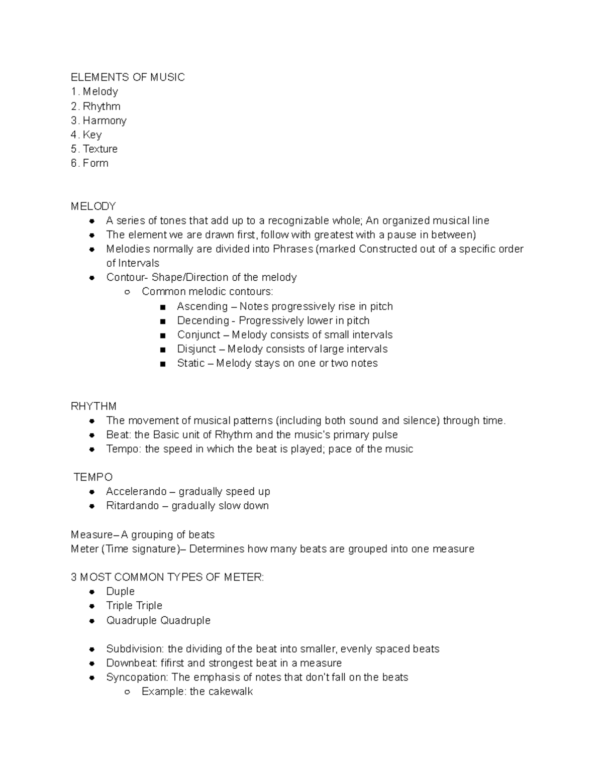 Elements of Music Notes - ELEMENTS OF MUSIC Melody Rhythm Harmony Key ...