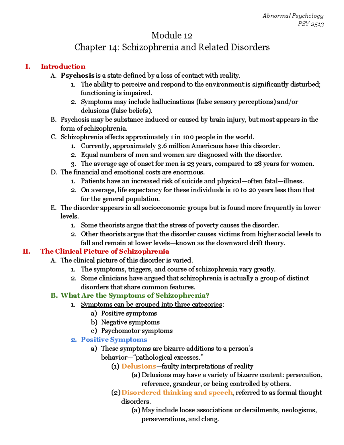 PSY 2513 | Abnormal Psychology | Module 12: Chapter 14: Schizophrenia ...