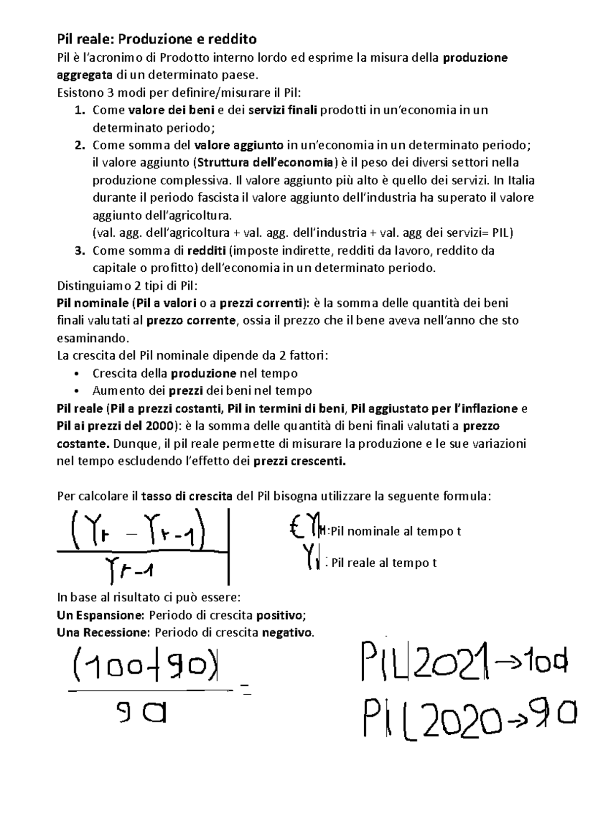 Storia economica - Pil reale: Produzione e reddito Pil è l’acronimo di ...