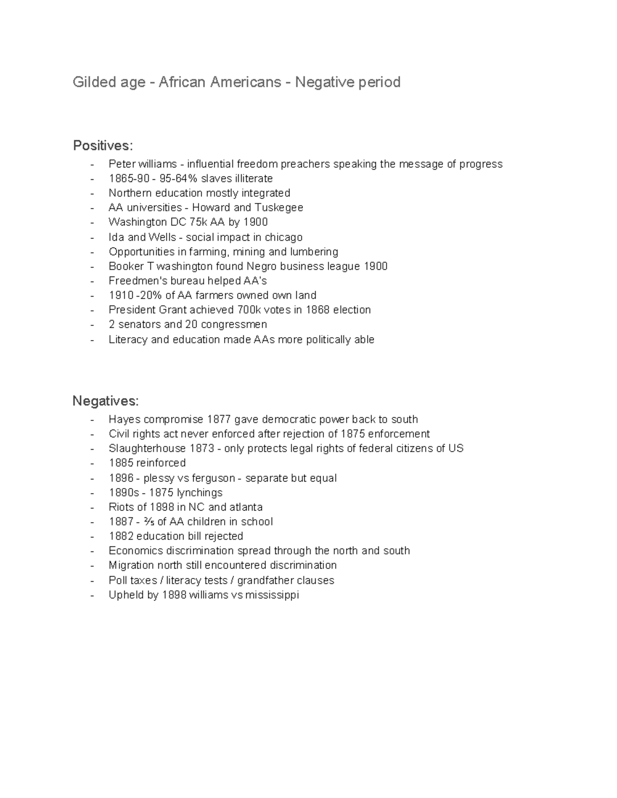 New deal and gilded age notes - Gilded age - African Americans ...