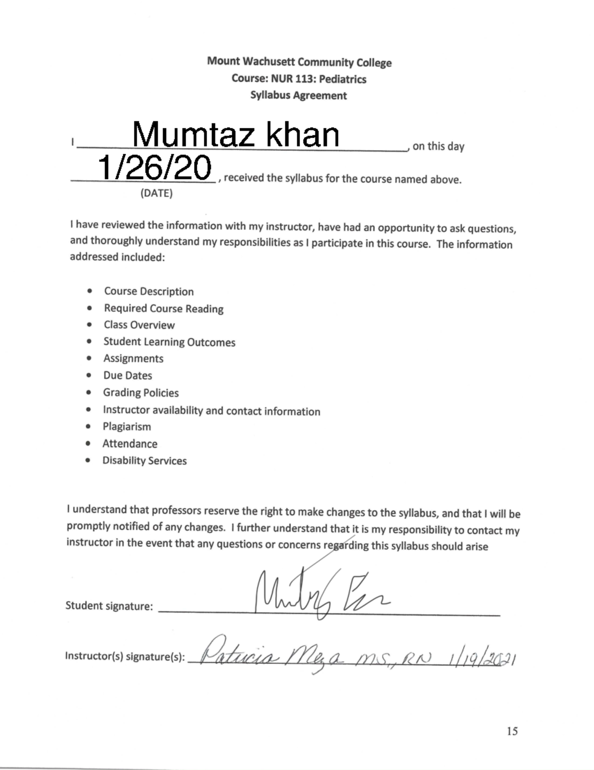 Syllabus Agreement Post - NUR 114 - Studocu