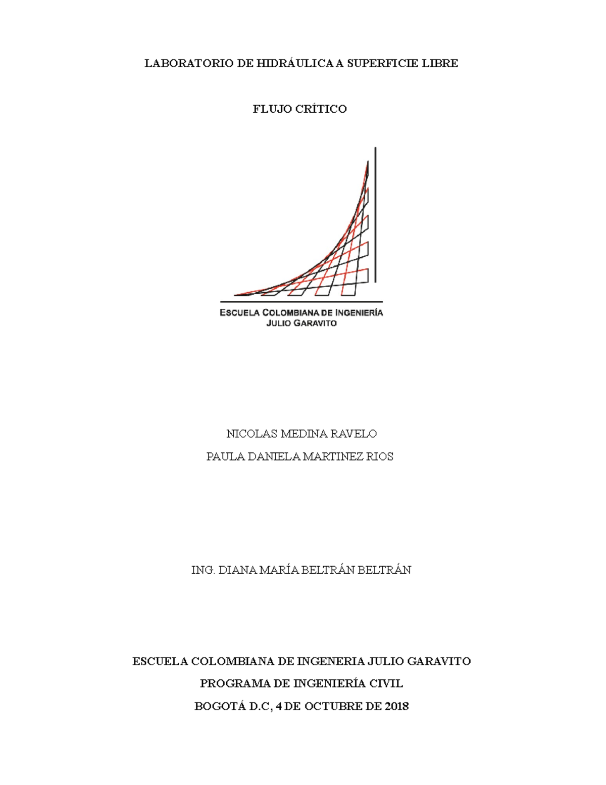 Flujo Crítico - LABORATORIO DE HIDRÁULICA A SUPERFICIE LIBRE FLUJO ...