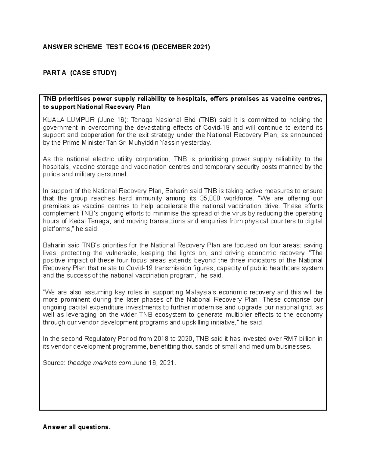 Answer Scheme TEST ECO415 JAN 2022 - ANSWER SCHEME TEST ECO415 ...