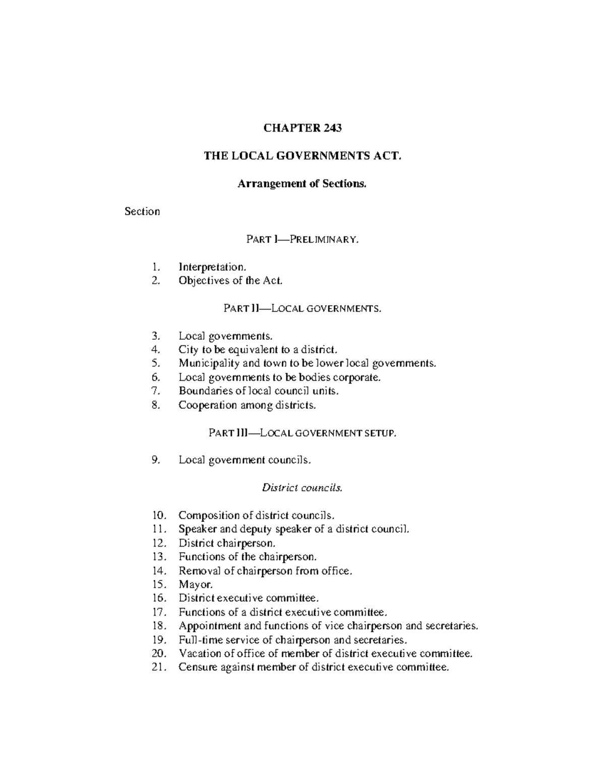 Local Goverments ACT - CHAPTER 243 THE LOCAL GOVERNMENTS ACT ...