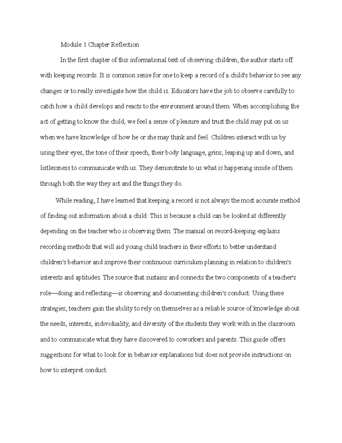 Module 1 Chapter Reflection - Module 1 Chapter Reflection In the first chapter of this ...