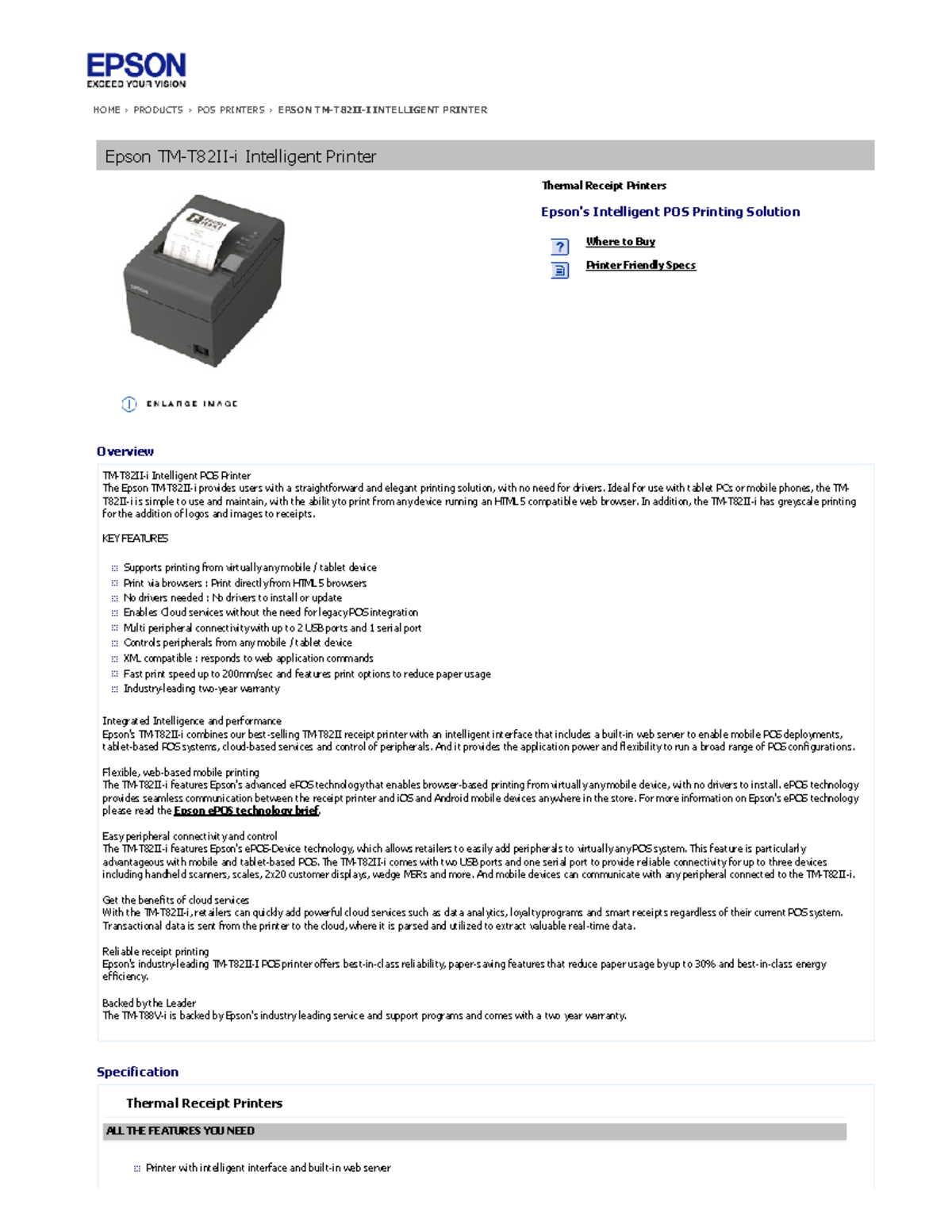 Epson TM-T82II-I - nice - Thermal Receipt Printers Epson's Intelligent ...