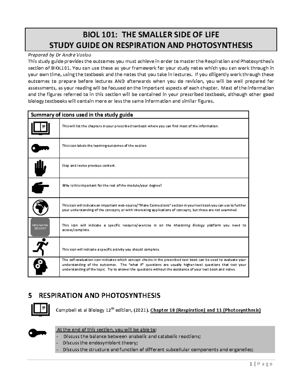 Photosynthesis study guide - BIOL 101: THE SMALLER SIDE OF LIFE STUDY ...