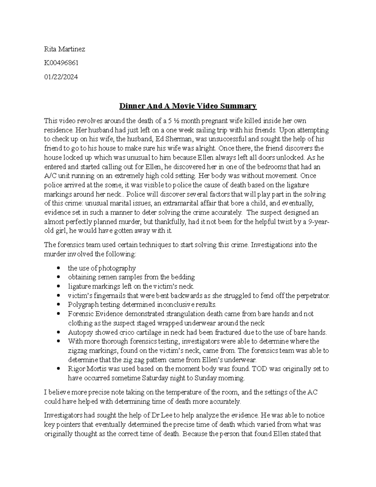 Forensic Files Video - Rita Martinez K 01/22/ Dinner And A Movie Video ...